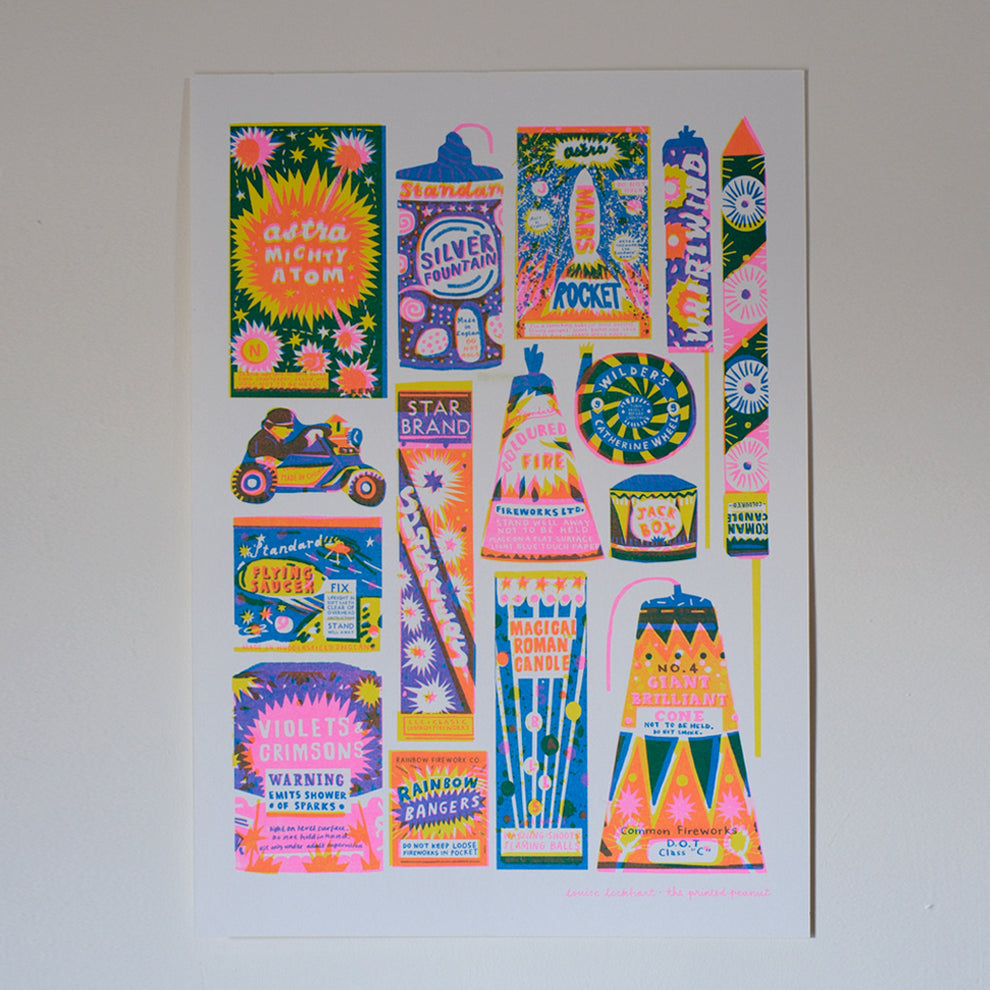 Fireworks A3 Risograph Art Print – theprintedpeanut
